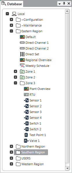 ViewX and Virtual ViewX Clients Guide - Database Bar (Explorer Bars)